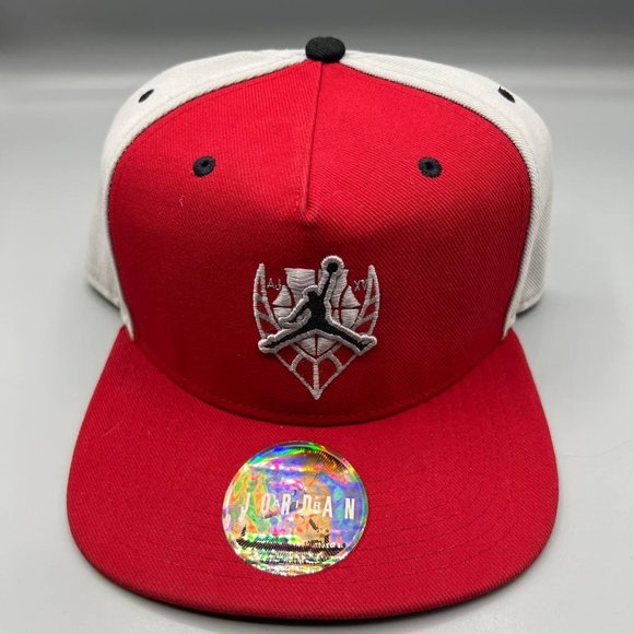 Jordan | Accessories | Air Jordan Xv Hat Men Red White Jumpman Snap ...